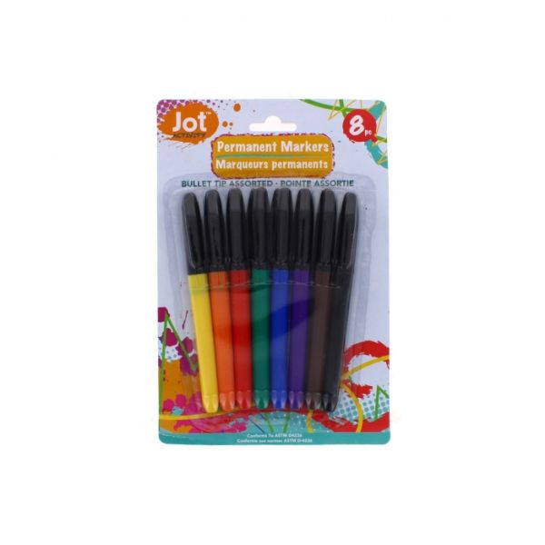 Buy Wholesale Jot Bullet Tip Permanent Markers Assorted Colours 8 pack ...