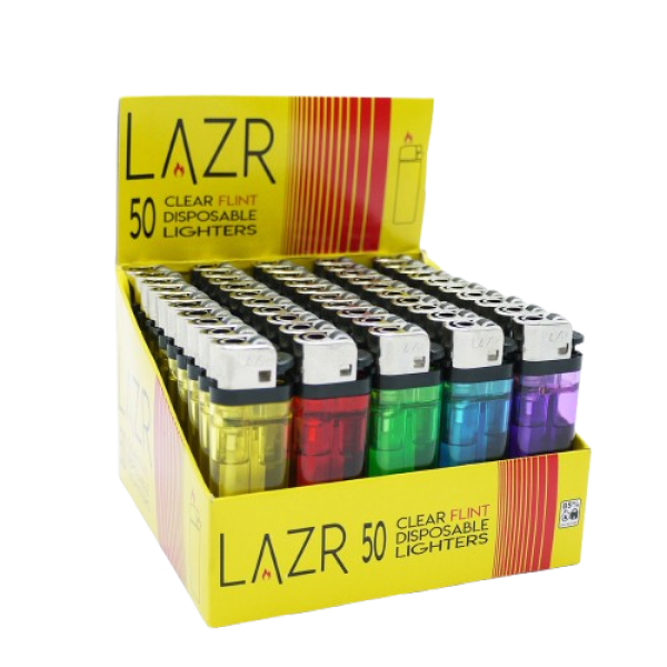 Buy Wholesale LAZR Clear Flint Disposable Lighters 50 pack - Astro Imports