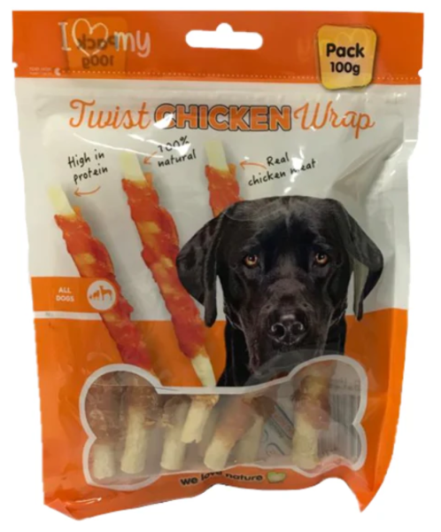 Buy Wholesale I Love My Pet Twist Chicken Wrap 100g - Astro Imports