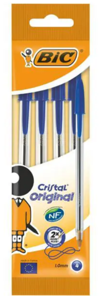 Buy Wholesale Bic Cristal Original Pens Blue 1mm 4 pack - Astro Imports