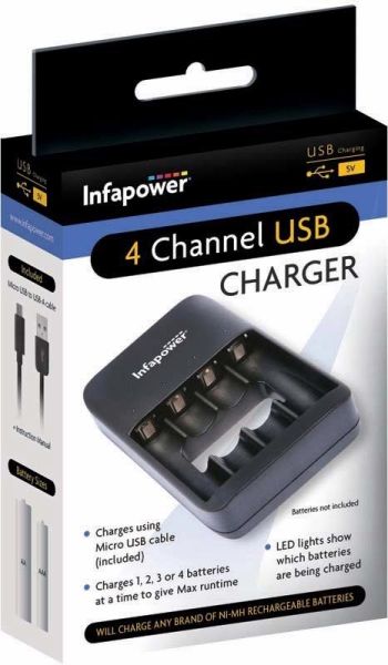 Buy Wholesale Infapower 4 Channel USB Battery Charger - Astro Imports