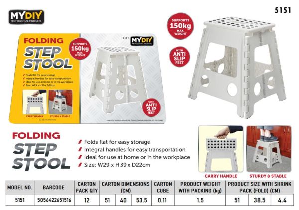 Buy Wholesale MYDIY White Folding Step Stool W29cmxH39cmxD22cm - Astro ...
