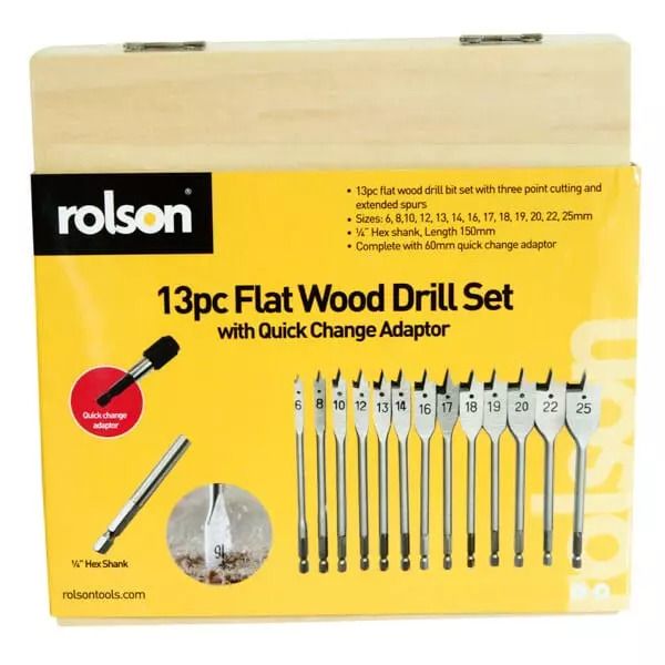 Buy Wholesale Rolson Flat Wood Drill Set 13 pc - Astro Imports