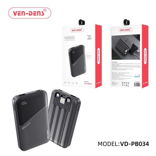 Buy Wholesale Ven-Dens 22.5w power bank 1000mAh With 3 in 1 Built In ...