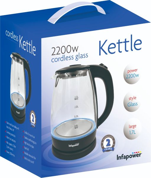 Buy Wholesale Infapower Cordless Glass Kettle 1.7L - Astro Imports